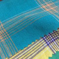 China Gingham Check Plaid Breathable 70% Cotton 30% Linen Blend Fabric for sale