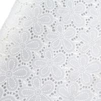 China Sustainable Cotton Eyelet Trim Embroidered Mesh Lace Fabric 130cm for sale