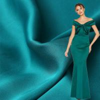 China Emerald Green 75D 130GSM Polyester Spandex Satin Fabric Stretch for sale