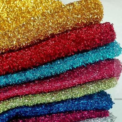 China 80gsm Paillette Metal Polyester Knitted Fabric Wedding Christmas Stage Decoration for sale