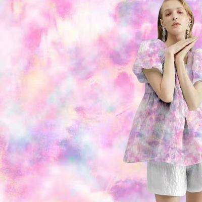 China 100% Polyester Tie Dye Dress Printed Woven Fabrics 100-250gsm Stain Resistant for sale