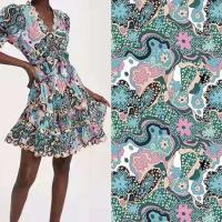 China Tie Dying Cupro Viscose Printed Woven Fabrics 138cm-145cm Stretchable for sale