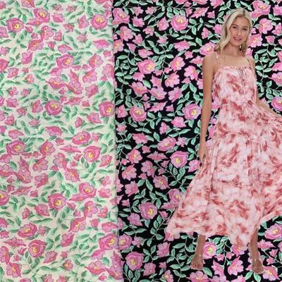 China 150cm Polyester Chiffon Floral Shirt Printed Woven Fabrics Abrasion Resistant for sale