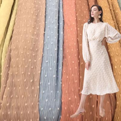 China Multi Color Stripe Crepe Jacquard Fabric 150-280gsm Polyester Apparel Fabric for sale