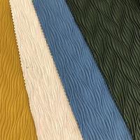 China Elastane Stripe Textured Yarn Dyed Polyester Pleated Fabric 250gsm for sale