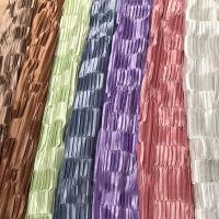 China Sustainable Crepe Woven Fabric Shiny Stretch Plisse Pleated Satin Fabric Stripe for sale