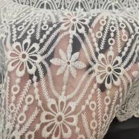 China Polyester Cotton 130cm White Embroidered Lace Fabric For Wedding Dresses for sale