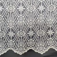 China Polyester Cotton 130cm White Embroidered Lace Fabric For Wedding Dresses for sale