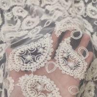 China Water Soluble White Coloured Embroidery Fabric Polyester Cotton Lace Material for sale