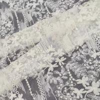 China Embroidery 130cm White Bridal Lace Fabric Soft Tulle Mesh Fabric Water Soluble for sale