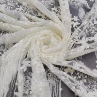 China Embroidery 130cm White Bridal Lace Fabric Soft Tulle Mesh Fabric Water Soluble for sale