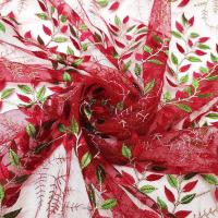 China Mesh Polyester Floral Red Embroidered Tulle Lace Fabric 130cm for sale