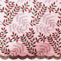 China Mesh Polyester Floral Red Embroidered Tulle Lace Fabric 130cm for sale