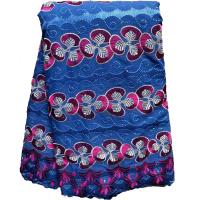 China Multi Color 125cm Swiss Voile Lace Coloured Embroidery Fabric Rhinestone Decoration for sale