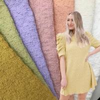 China 180-300gsm 100% Polyester Pleated Stretch Knitted Fabric Plain Crinkle Material for sale