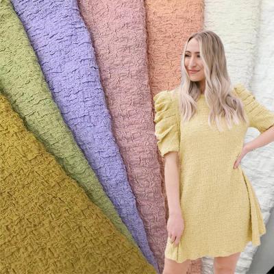 China 180-300gsm 100% Polyester Pleated Stretch Knitted Fabric Plain Crinkle Material for sale