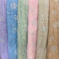 China OEM 130cm Garment Embroidered Sequin Lace Fabric Polyester Chiffon Material for sale