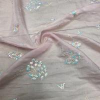 China OEM 130cm Garment Embroidered Sequin Lace Fabric Polyester Chiffon Material for sale