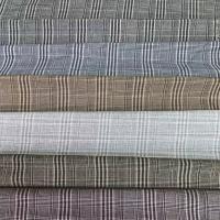 China Washed Gingham Woven Stripe Cotton Linen Jacquard Fabric 110gsm for sale