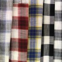 China 110-160gsm Plaid Yarn Dyed Linen Fabric for sale