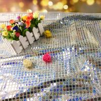 China Iridescent Holographic Lurex Metallic Sequin Fabric 112cm Width Heavyweight for sale
