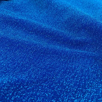 China 150cm Blue Plain Glitter Metallic Jersey Fabric 110gsm Polyester Lurex Fabric for sale