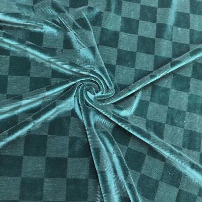 China Soft Embossed 260gsm Stretch Velvet Velour Fabric Plaid Velvet Fabric for sale