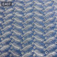 China Blue Embroidery Pattern Knit Jean Denim Fabric 54.5