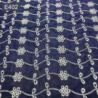 China Blue Embroidery Pattern Knit Jean Denim Fabric 54.5