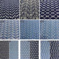 China Blue Embroidery Pattern Knit Jean Denim Fabric 54.5
