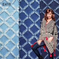 China ISO9001 Indigo Polyester Cotton Jacquard Jean Denim Fabric Thick Breathable for sale