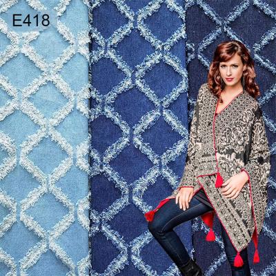 China ISO9001 Indigo Polyester Cotton Jacquard Jean Denim Fabric Thick Breathable for sale
