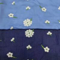 China 40% POLY 60% RAYON Embroidered Jean Denim Fabric Dark Blue for sale