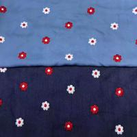 China 40% POLY 60% RAYON Embroidered Jean Denim Fabric Dark Blue for sale