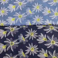 China 40% POLY 60% RAYON Embroidered Jean Denim Fabric Dark Blue for sale