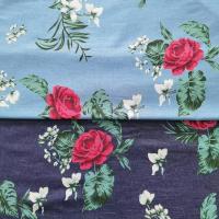 China Soft Woven Flowers Pattern Printed Jean Denim Fabric 54.5 Inch for sale