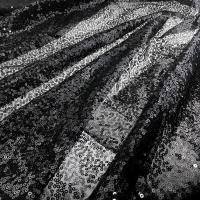 China 110-150gsm Black Tulle Polyester Metallic Sequin Fabric for Garment for sale