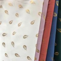 China OEM Bronzing Floral Foil Polyester Woven Fabric Leaf Printing for sale