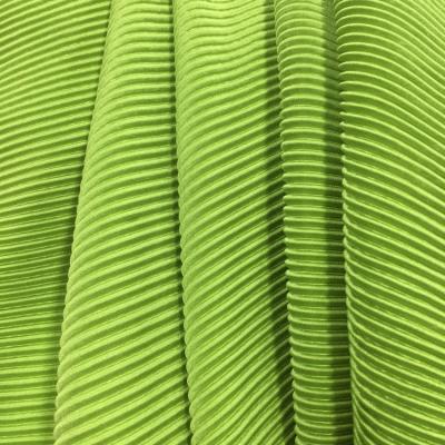 China Supple Stretch Plisse 100% Polyester Pleated Fabric Stripe Fluid 200g for sale