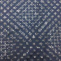China Hollow Stretch Embroidered Sequin Jean Denim Fabric Polyester Cotton for sale