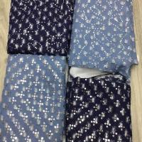 China Hollow Stretch Embroidered Sequin Jean Denim Fabric Polyester Cotton for sale