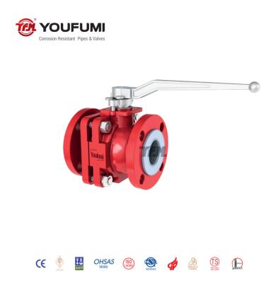 China Full Lined PFA Lined Ball Valve JIS Standard Flanged For Acid Chemical Fluid for sale