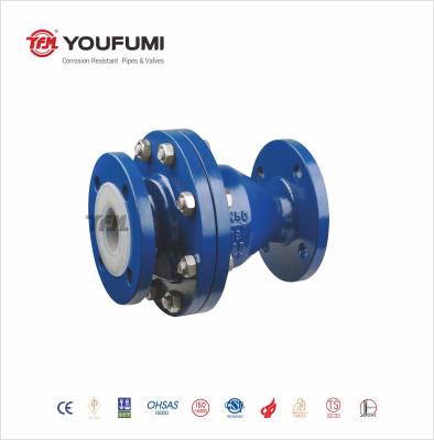 China Anticorrosion WCB PFA Lined Check Valve 3 Inch Normal Temperature for sale