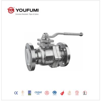China CF8 CF8M CF3M Body Full PFA Lined JIS 10K 100A Ball Valve Wrench Operator for sale