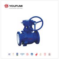 China Manual Gearbox PFA Lined WCB Body Raised Face Flange  Ball Valve for sale