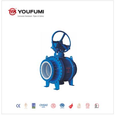 China ANSI Flanged PFA Lined Ball Valve ASTM A216 WCB 3pieces Type For Chemical for sale