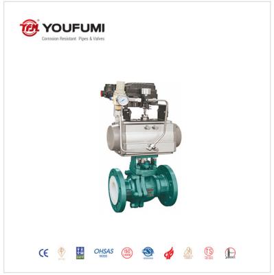 China Po Lined Pneumatic Ball Valve 10K 65A JIS Standard High Permeation Resistance for sale