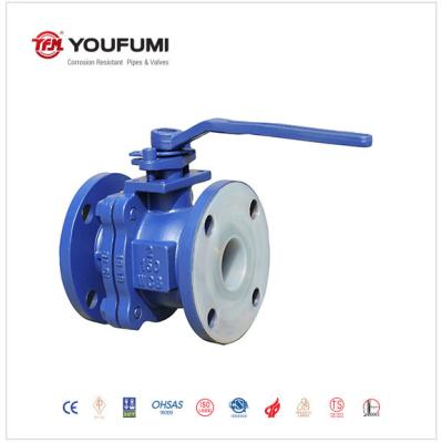 China PFA FEP Lined Ball Valve , PN16 DN80 Power Plant Valve For Pharmaceutical for sale