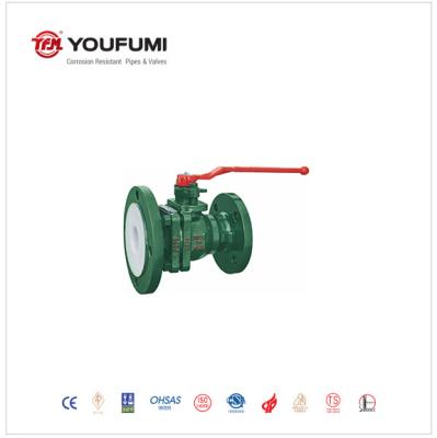 China RF Flanged PFA Lined Ball Valve SUS304 80A PTFE Lined Refining Use for sale