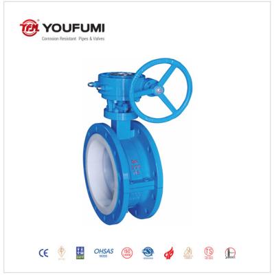 China PTFE Double Flanged Butterfly Valve , Anticorrosion 4 Inch Butterfly Valve For PVC for sale
